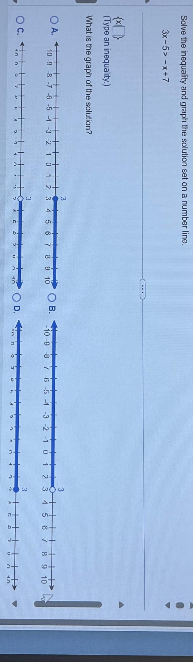 Solved Solve the inequality and graph the solution set on a | Chegg.com