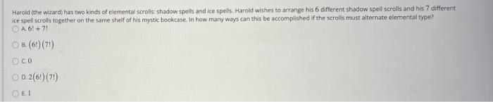 Solved Harold (the wizard) has two kinds of elemental | Chegg.com