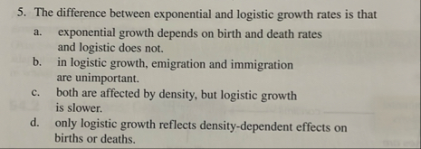Solved The difference between exponential and logistic | Chegg.com