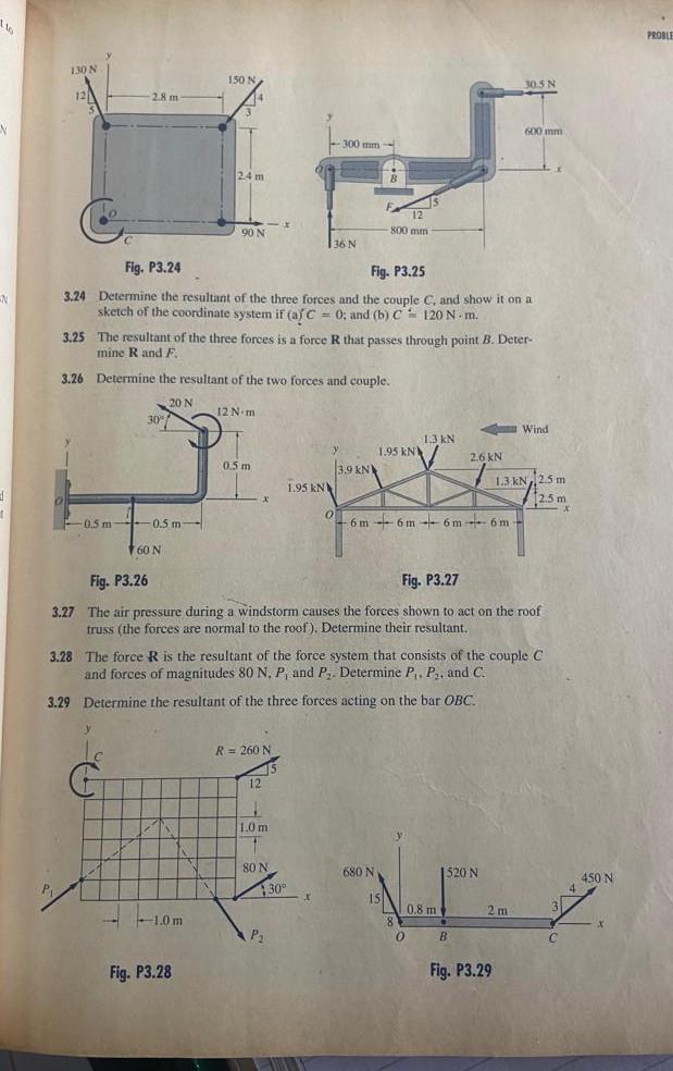 Solved Fig P3 24 Fig P3 25 3 24 Determine The Resultant Of