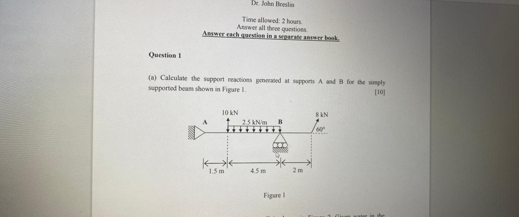 Solved Question 1(a) ﻿Calculate the Support reactions | Chegg.com