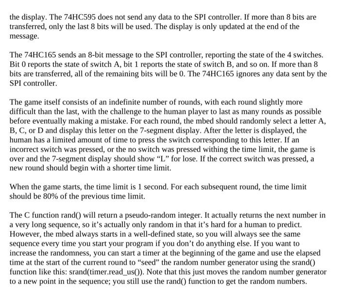 Solved Build the circuit shown below: mbed 40 Vout 74HC595 | Chegg.com