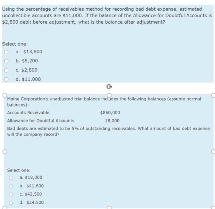 Solved Using the percentage of receivables method for | Chegg.com