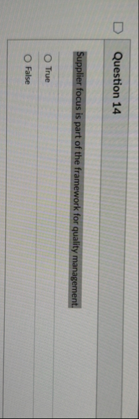 Solved Question 14Supplier focus is part of the framework | Chegg.com