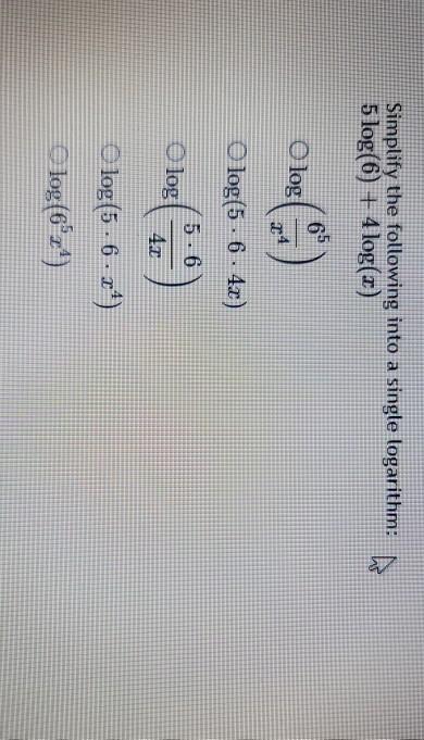Solved Simplify the following into a single logarithm: 5 | Chegg.com