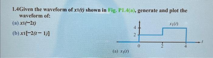 Solved 1.4Given the waveform of x1(t) shown in Fig. P1.4(a), | Chegg.com