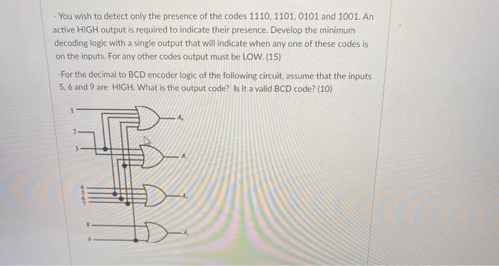 Solved You Wish To Detect Only The Presence Of The Codes 