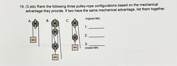 Solved 9. (3 pts) Rank the following three pulley-rope | Chegg.com