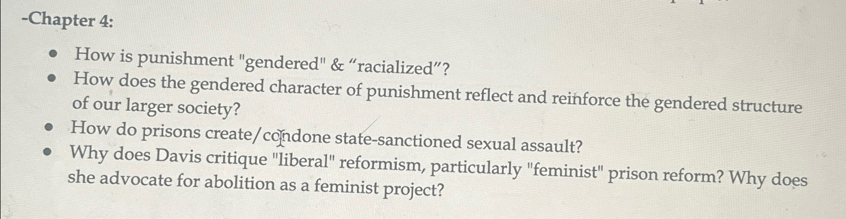 Solved -Chapter 4:How is punishment "gendered" & | Chegg.com