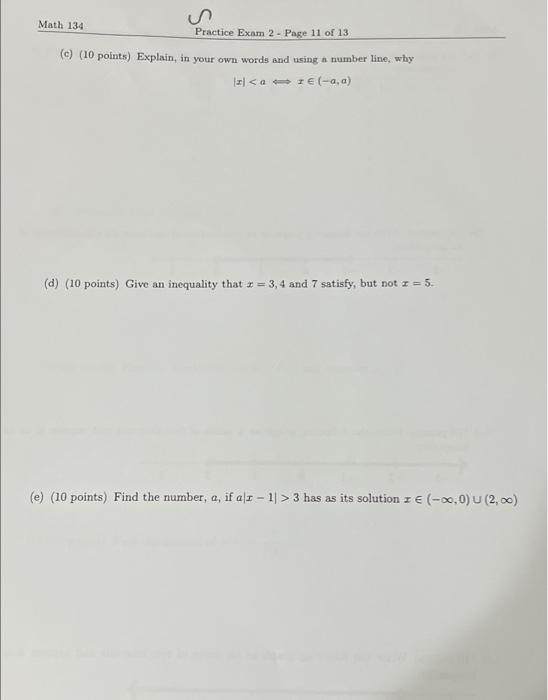 Solved Math 134 Practice Exam 2 - Page 11 of 13 (c) (10 | Chegg.com