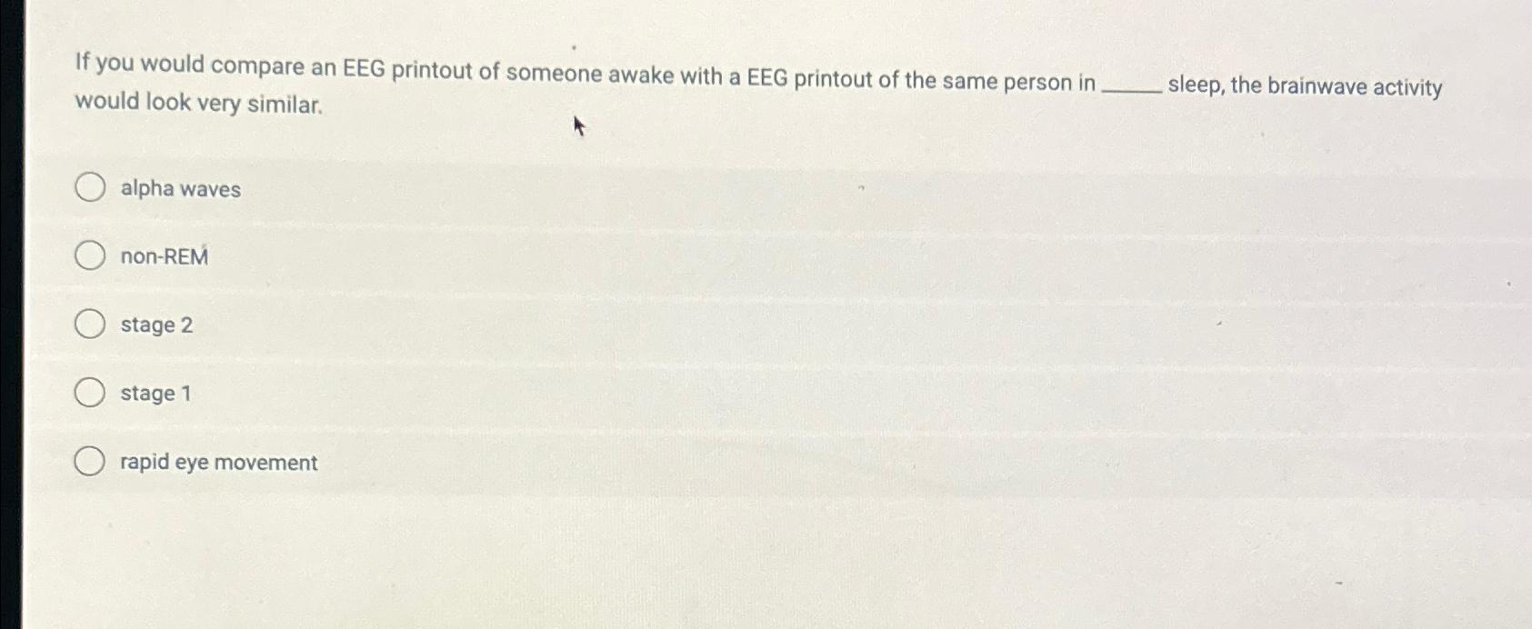 Solved If you would compare an EEG printout of someone awake | Chegg.com