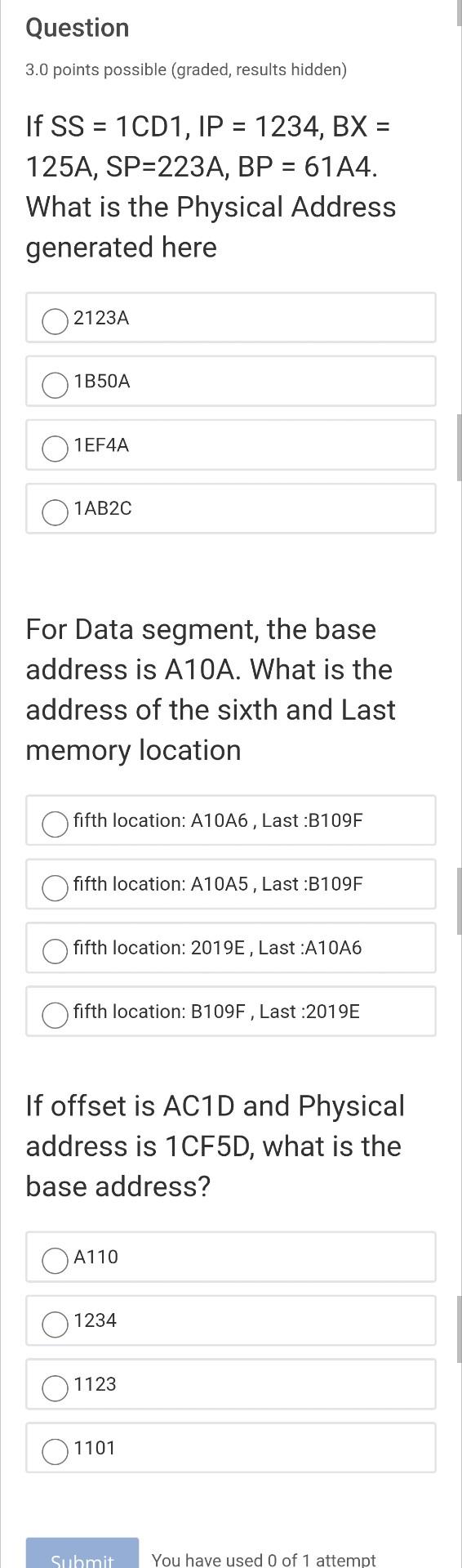 Solved Question 3.0 points possible (graded, results hidden) | Chegg.com