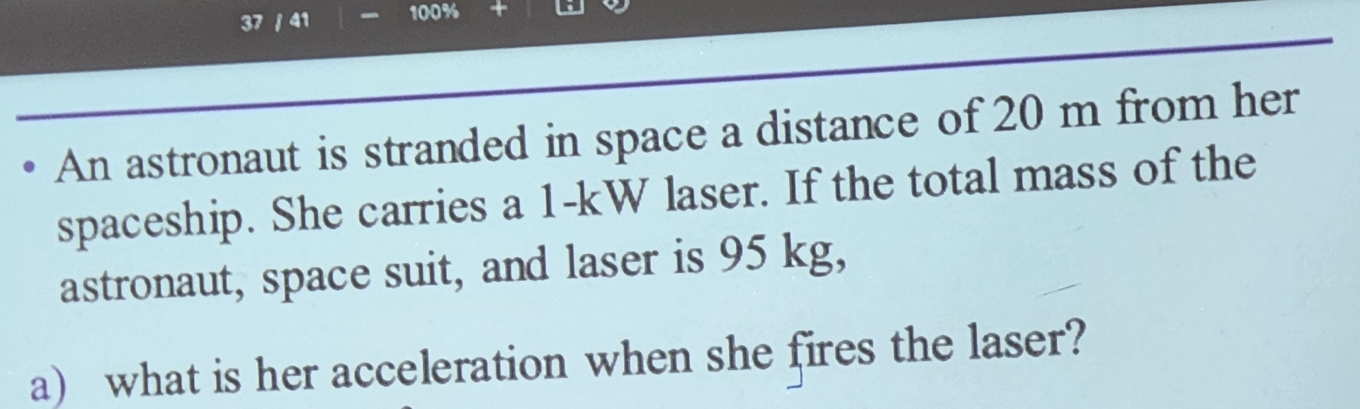 Solved by an EXPERT An astronaut is stranded in space a distance of 20 ﻿m | Chegg.com