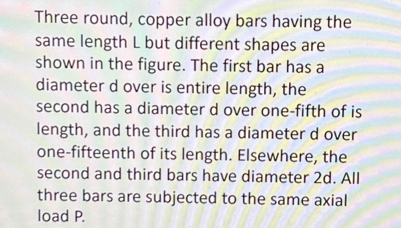 Solved Three round, copper alloy bars having the same length | Chegg.com