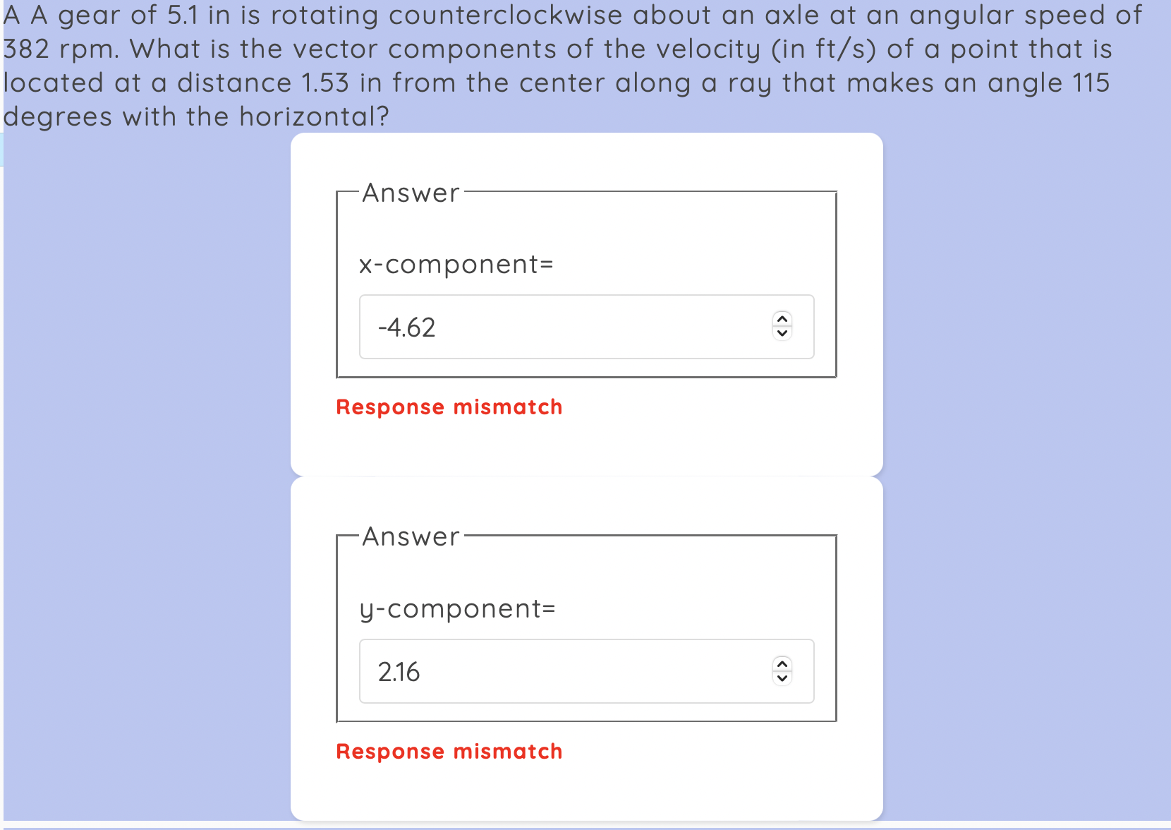 Solved A A gear of 5.1 ﻿in is rotating counterclockwise | Chegg.com