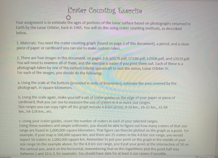 Crater Counting Exercise о Your assignment is to | Chegg.com