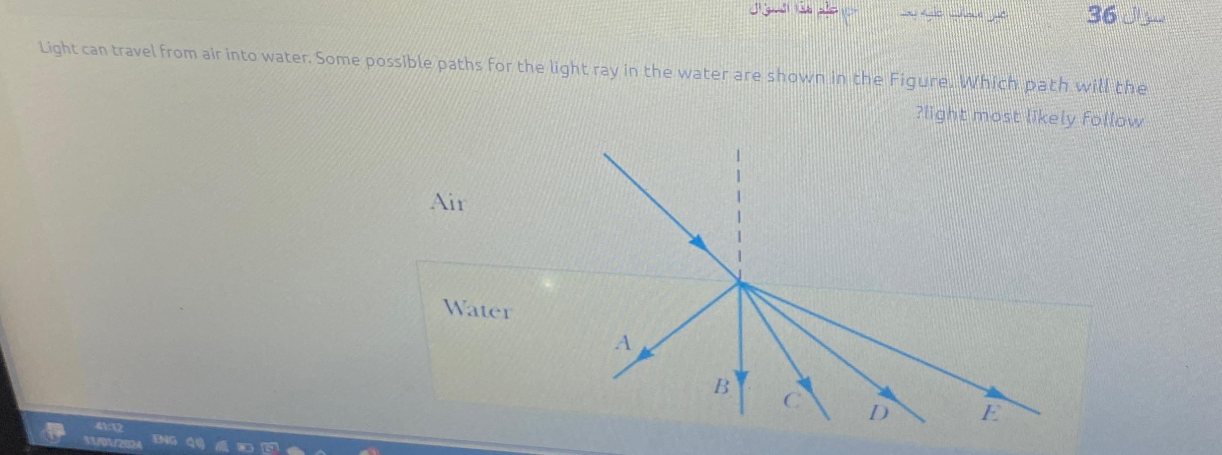 Light can travel from air into water. Some possible | Chegg.com