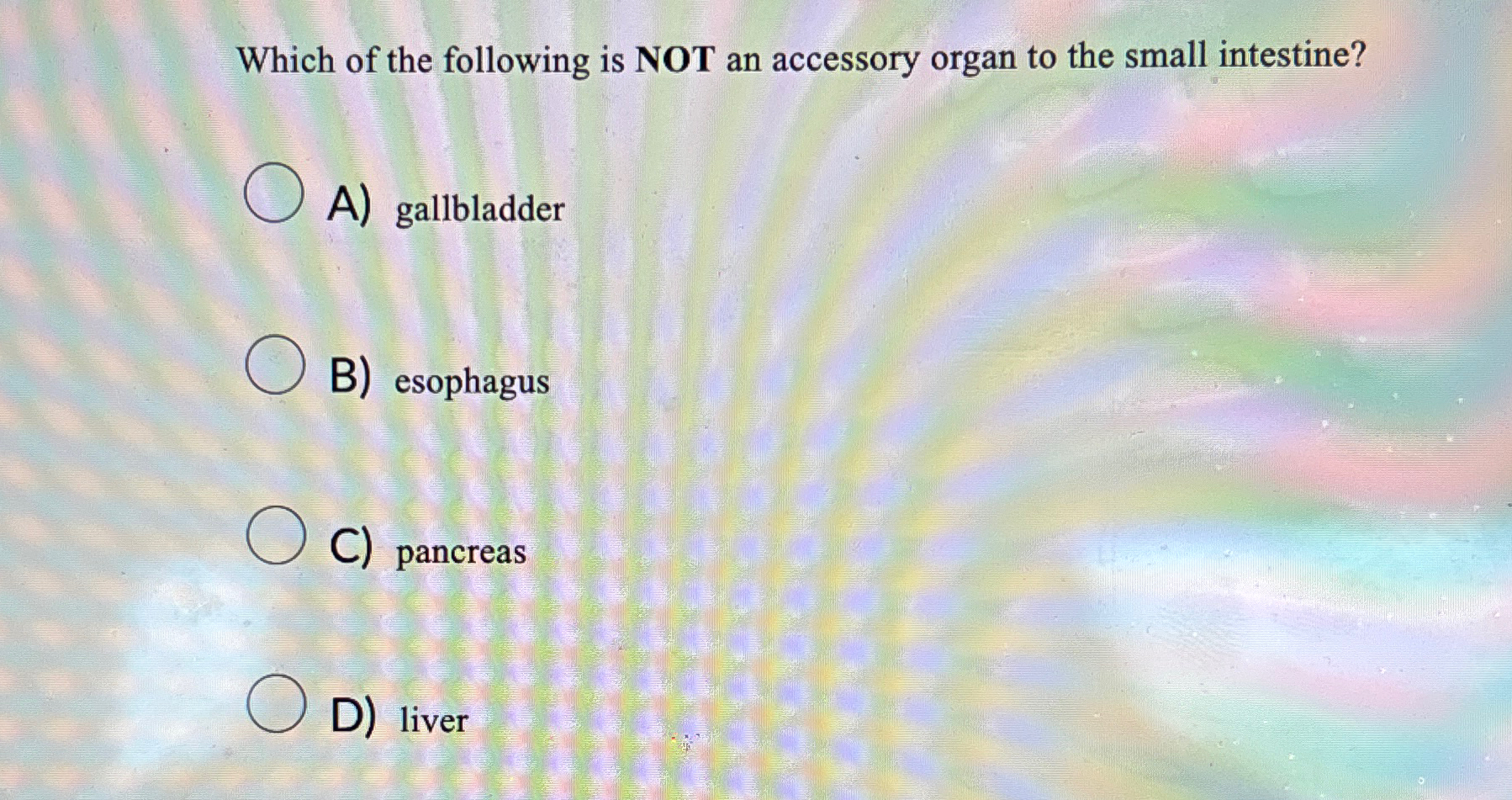 Solved Which of the following is NOT an accessory organ to | Chegg.com