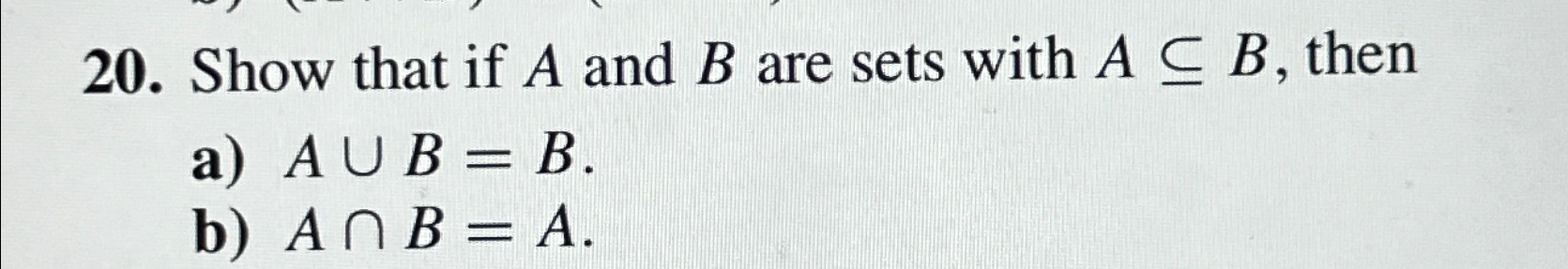 Solved Show that if A and B ﻿are sets with AsubeB, | Chegg.com