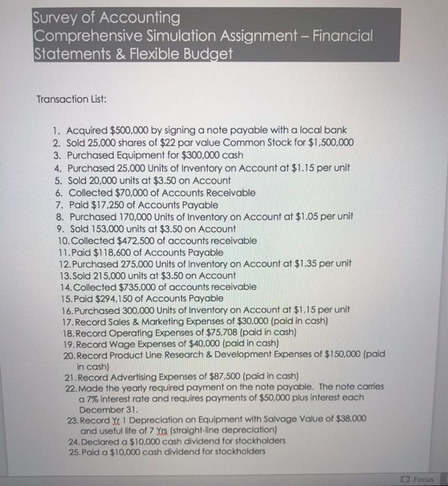 Solved Survey of Accounting Comprehensive Simulation | Chegg.com