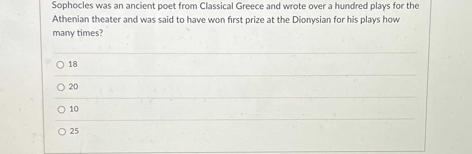 Solved Sophocles was an ancient poet from Classical Greece | Chegg.com