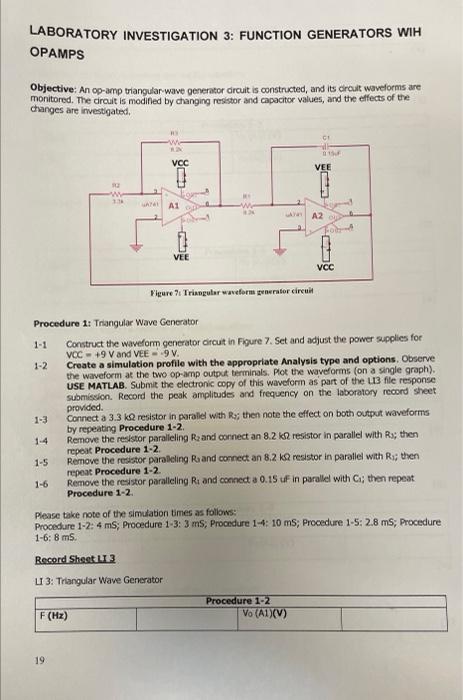 LABORATORY INVESTIGATION 3: FUNCTION GENERATORS WIH | Chegg.com