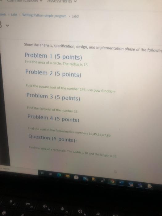 Solved Ossments Writing Python simple program > Lab3 Show | Chegg.com