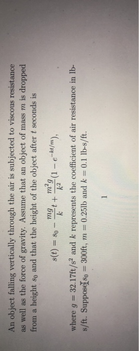 An object falling vertically through the air is | Chegg.com