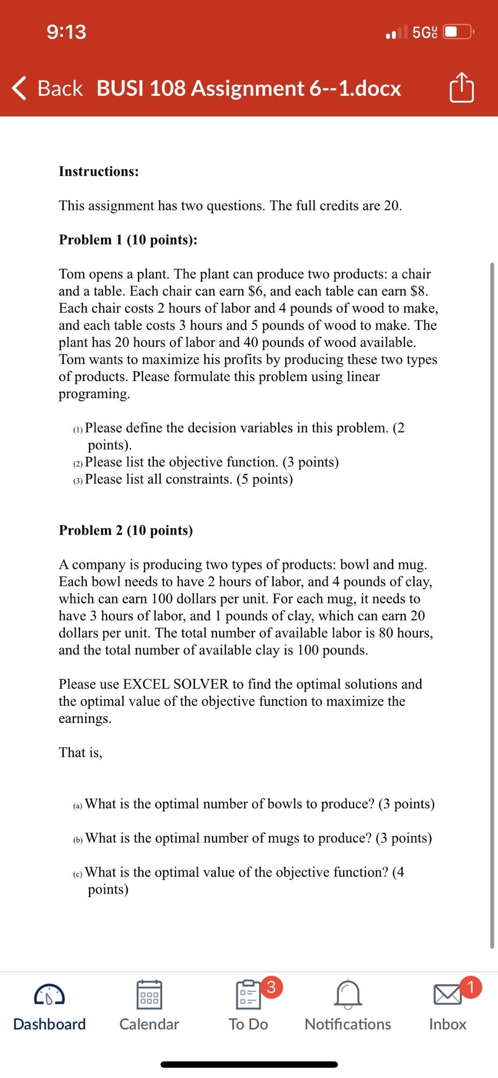 Solved 9:135GUBack BUSI 108 ﻿Assignment | Chegg.com