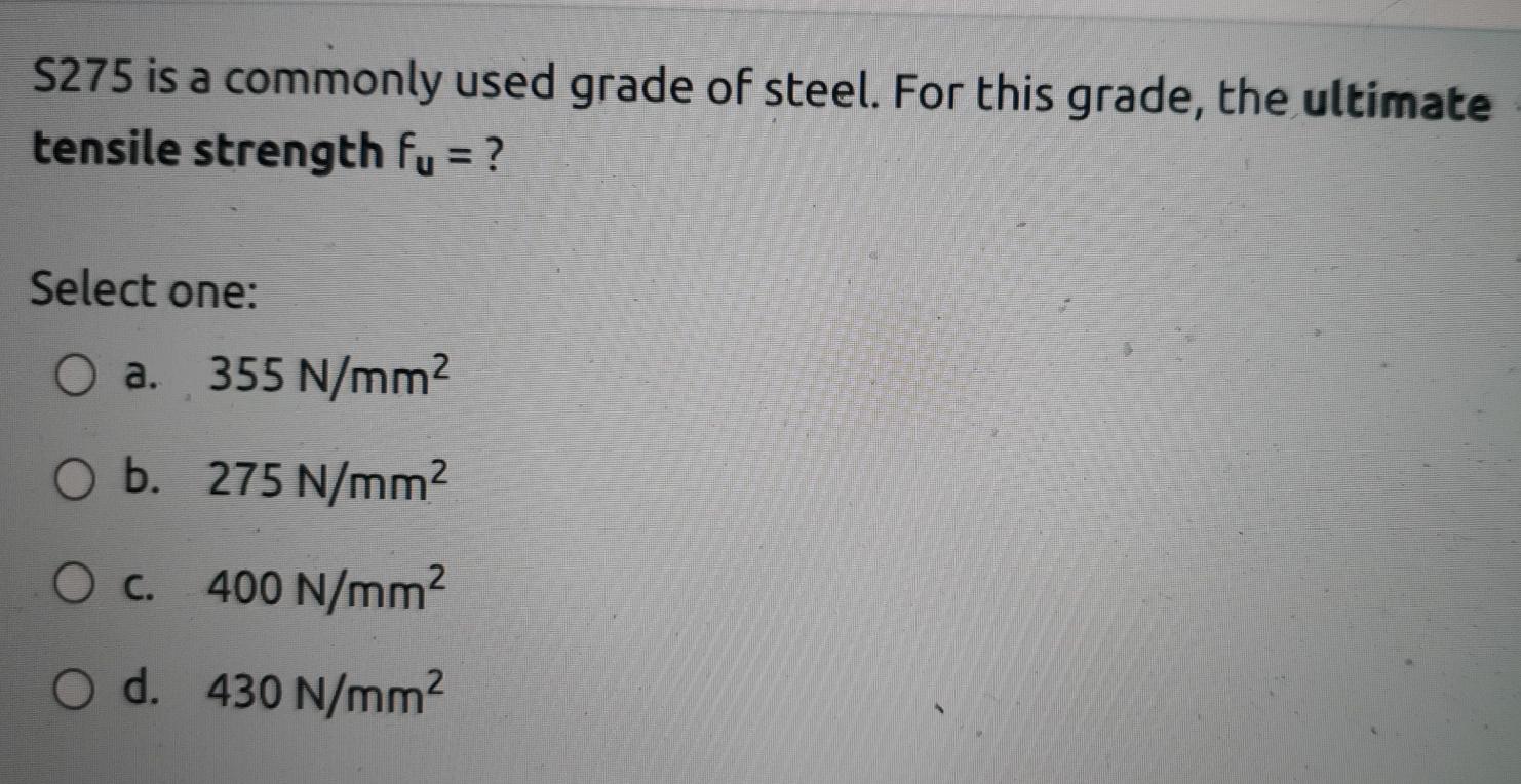 Solved S275 is a commonly used grade of steel. For this | Chegg.com