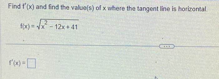 Solved Find \\( f^{\\prime}(x) \\) and find the value(s) of | Chegg.com