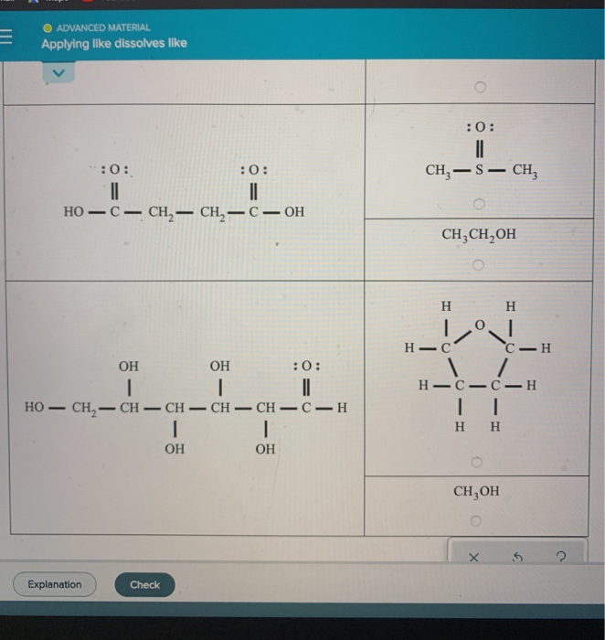 Solved O ADVANCED MATERIAL Applying like dissolves like For | Chegg.com