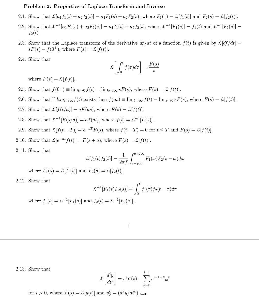 Solved Problem 2: Properties of Laplace Transform and | Chegg.com