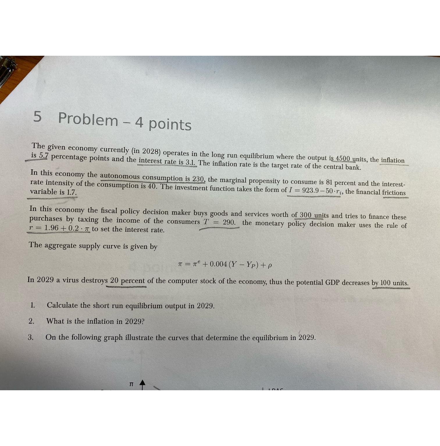 Solved 5 ﻿Problem - 4 ﻿pointsThe given economy currently (in | Chegg.com