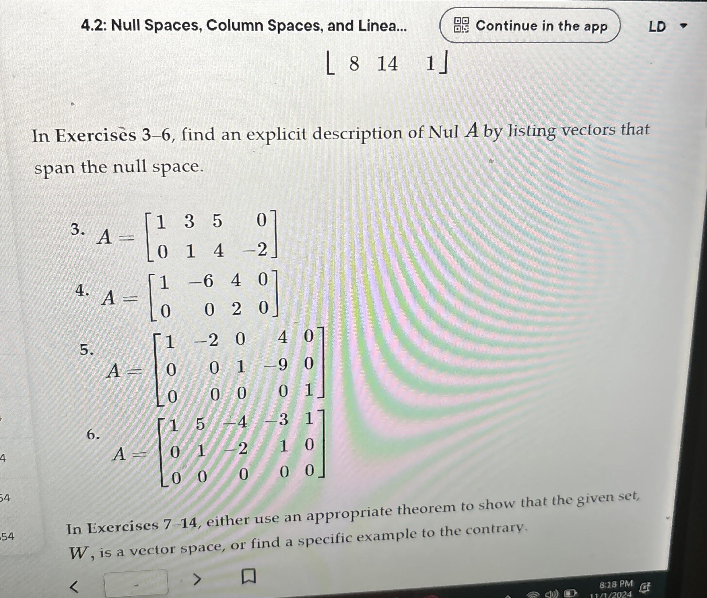 Solved 4.2: Null Spaces, Column Spaces, and | Chegg.com