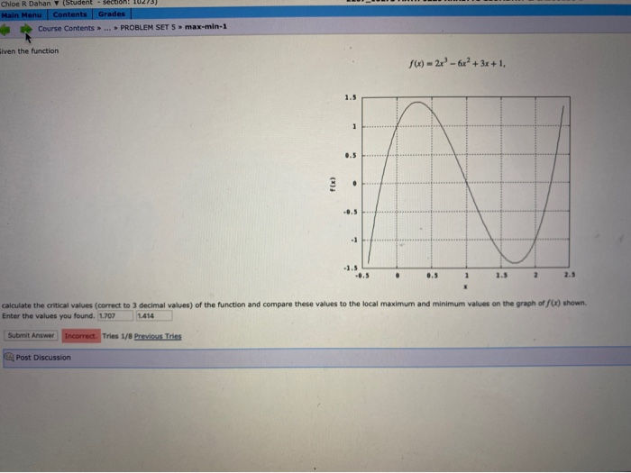 Solved Chloe R Dahan (Student section 102 Main Menu Contents | Chegg.com