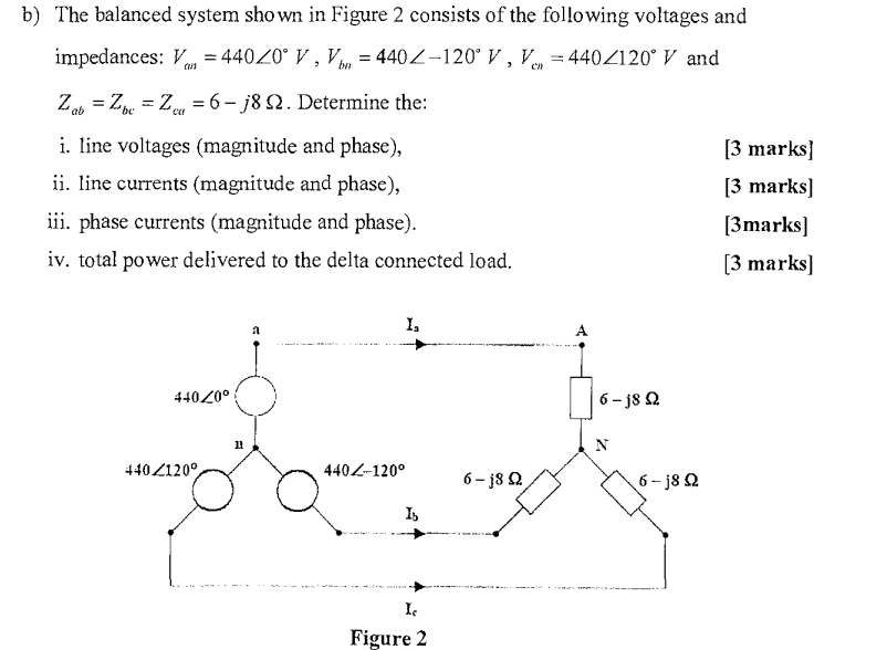 Solved b) ﻿The balanced system shown in Figure 2 ﻿consists | Chegg.com