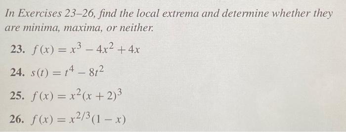 Solved In Exercises 23-26, find the local extrema and | Chegg.com