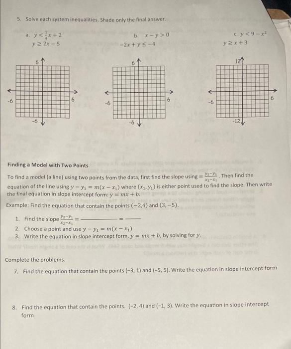 Solved 5. Solve each system inequalities, Shade only the | Chegg.com