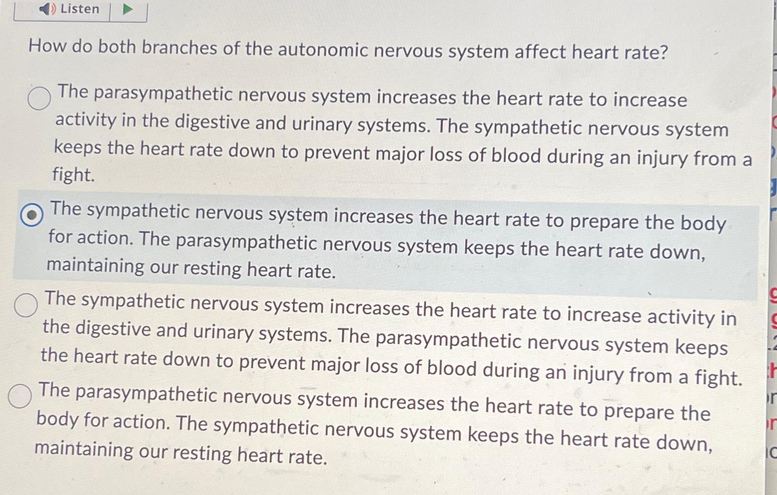Solved ListenHow do both branches of the autonomic nervous | Chegg.com