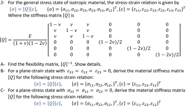 Solved 2- ﻿For the general stress state of isotropic | Chegg.com
