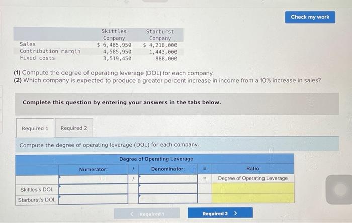 Solved (1) Compute the degree of operating leverage (DOL) | Chegg.com