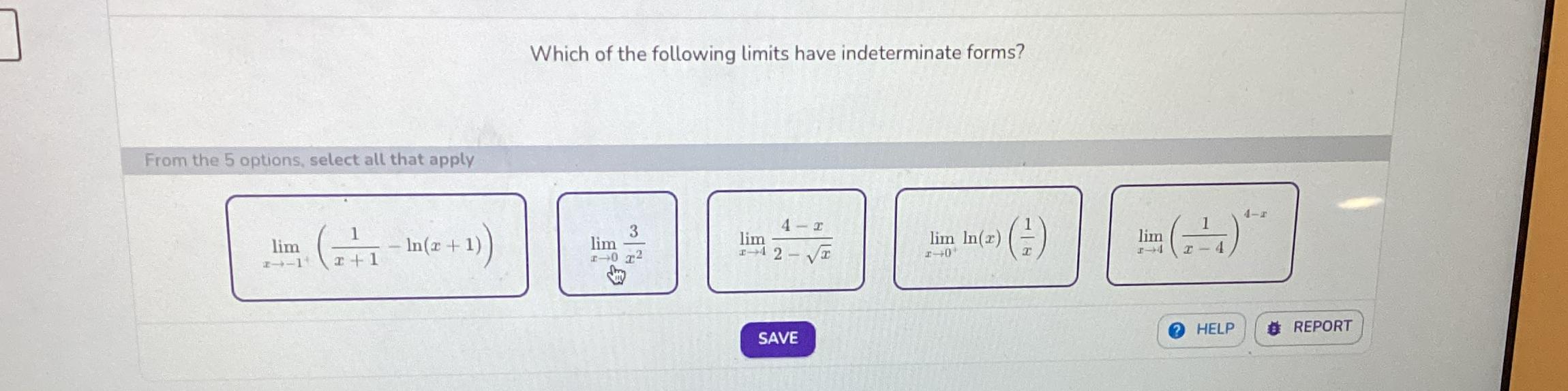 Solved Which of the following limits have indeterminate | Chegg.com