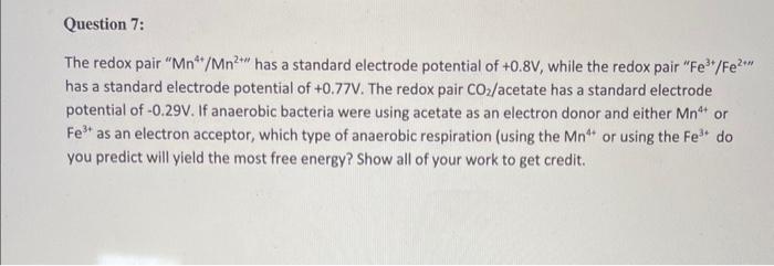 Solved The redox pair " Mn4+/Mn2+′′ has a standard electrode | Chegg.com