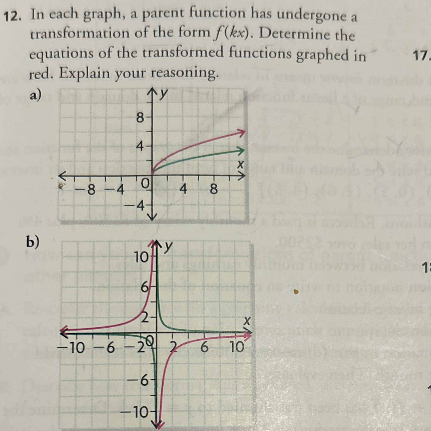 Solved In each graph, a parent function has undergone a | Chegg.com