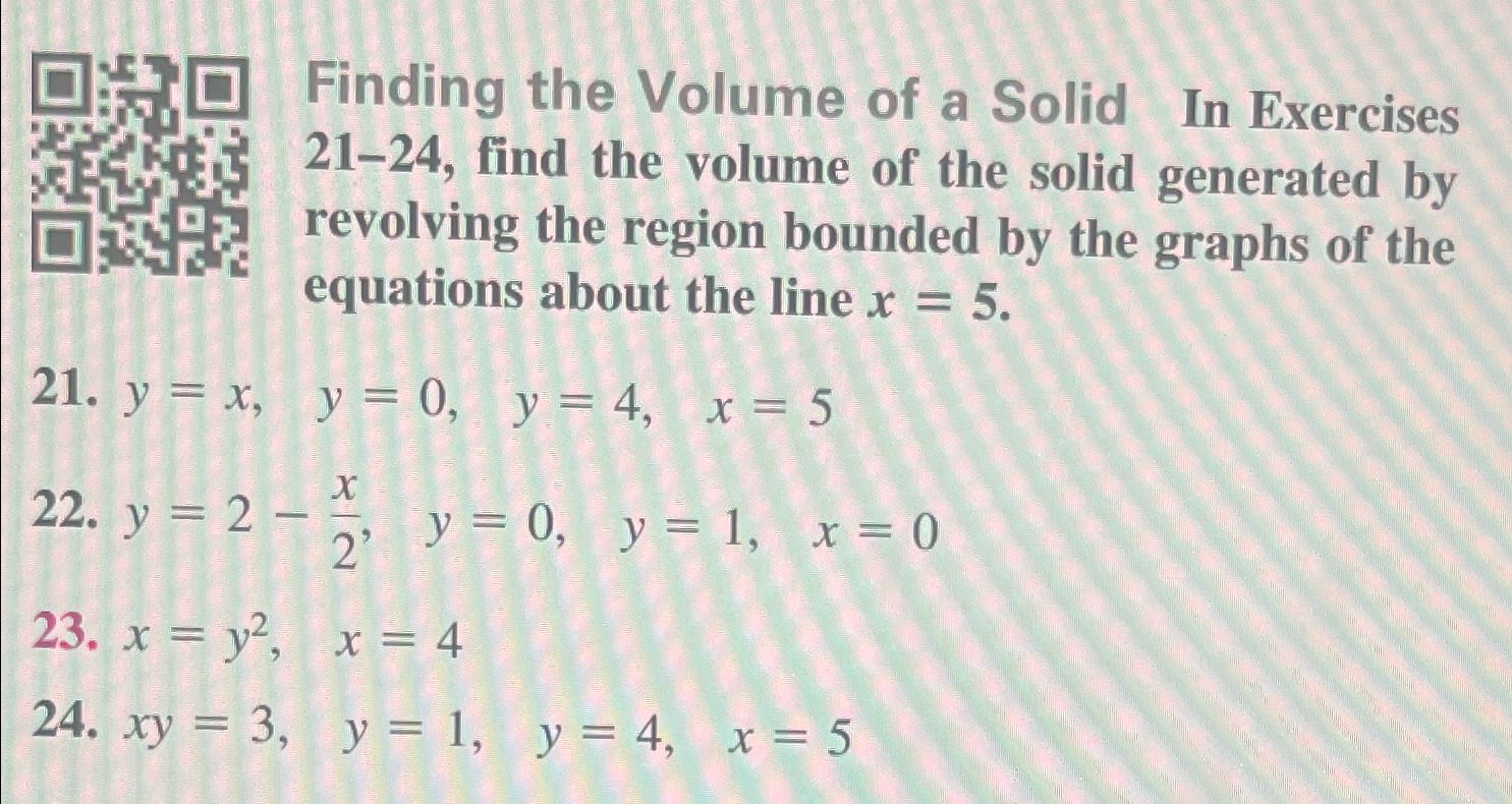 Solved Finding the Volume of a Solid In Exercises 21-24, | Chegg.com