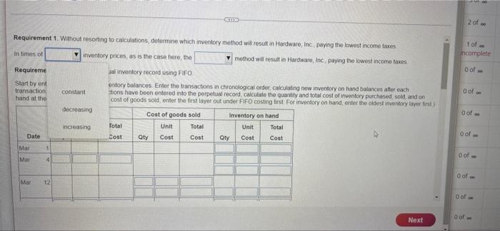 Solved 2 of 2 Requirement 1. Without resorting to | Chegg.com