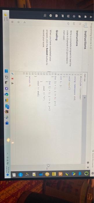 Solved 0 X Programming Exercise 5-22 © | Instructions GA | Chegg.com