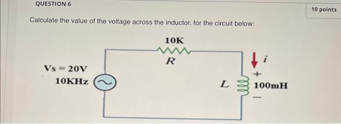 Solved For the circuit in the figure below, find VR and VL | Chegg.com