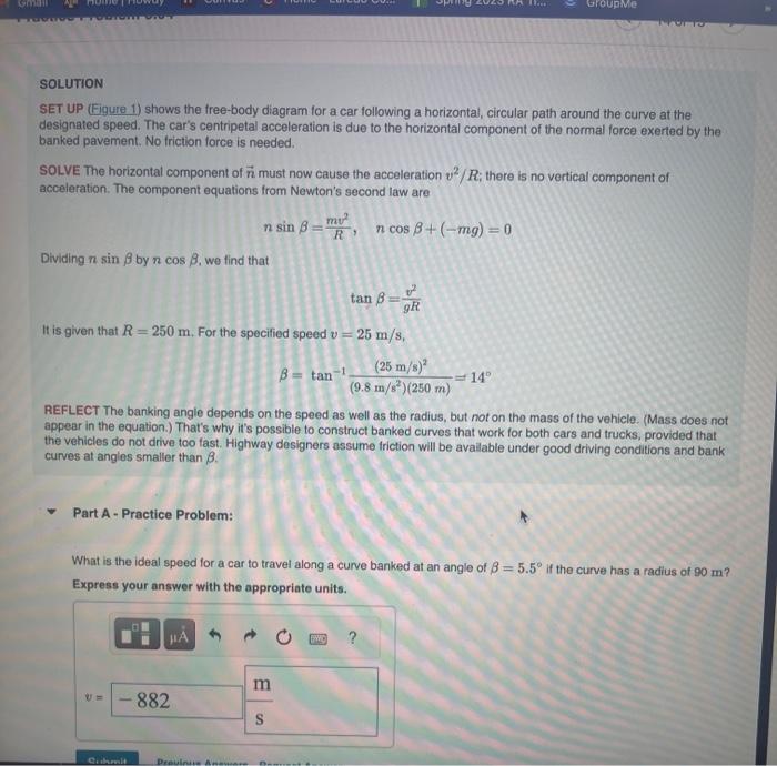 Solved We will look at an example of a banked curve, In this | Chegg.com